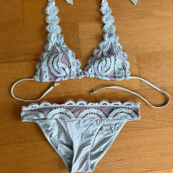 Pilyq | Swim | Pilyq Light Blue Lace Bikini Set M | Poshmark